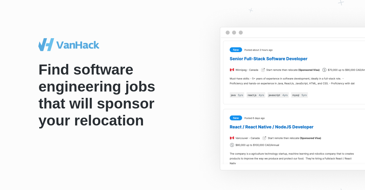 Software engineering jobs - VanHack